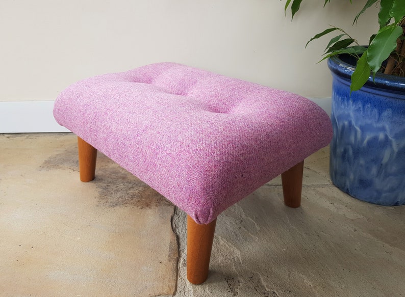 Pink Harris Tweed Footstool Mauve Pink Tweed Rectangular Foot - Etsy UK