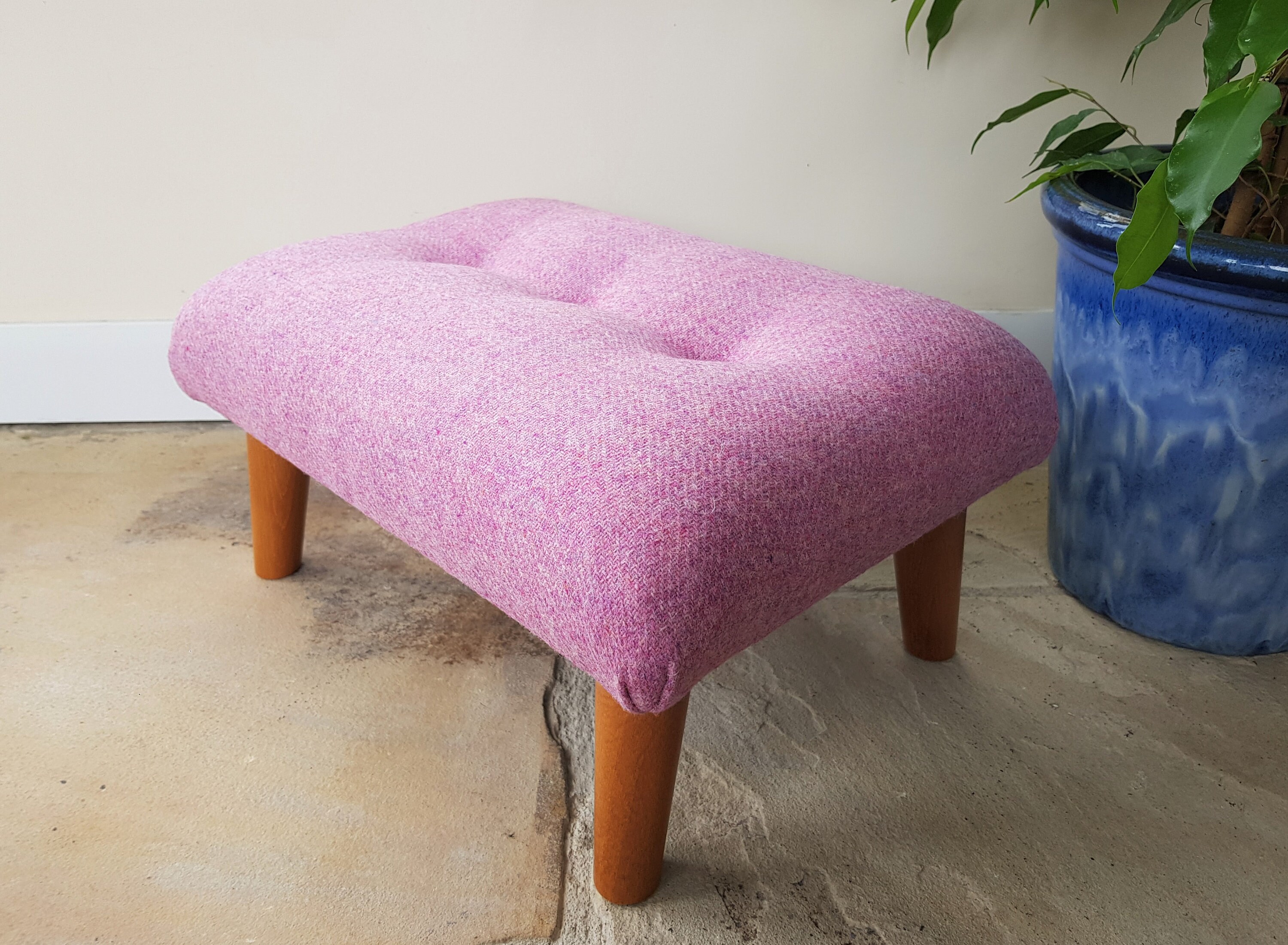 Pink Harris Tweed Footstool Mauve Pink Tweed Rectangular Foot - Etsy UK