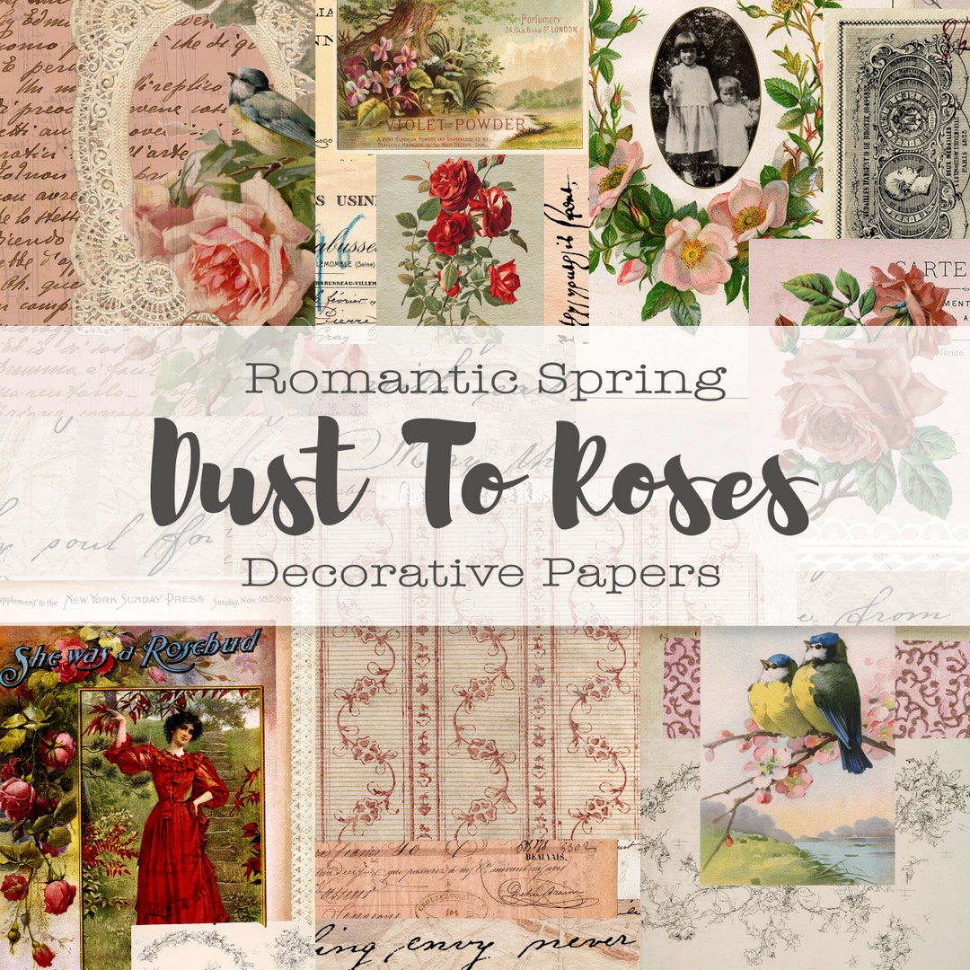 Romantic Spring // Digital Download // Decorative Papers // Vintage ...