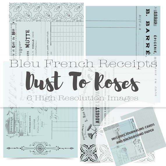 Bleu French Receipts // French Blue // Vintage French Ephemera | Etsy