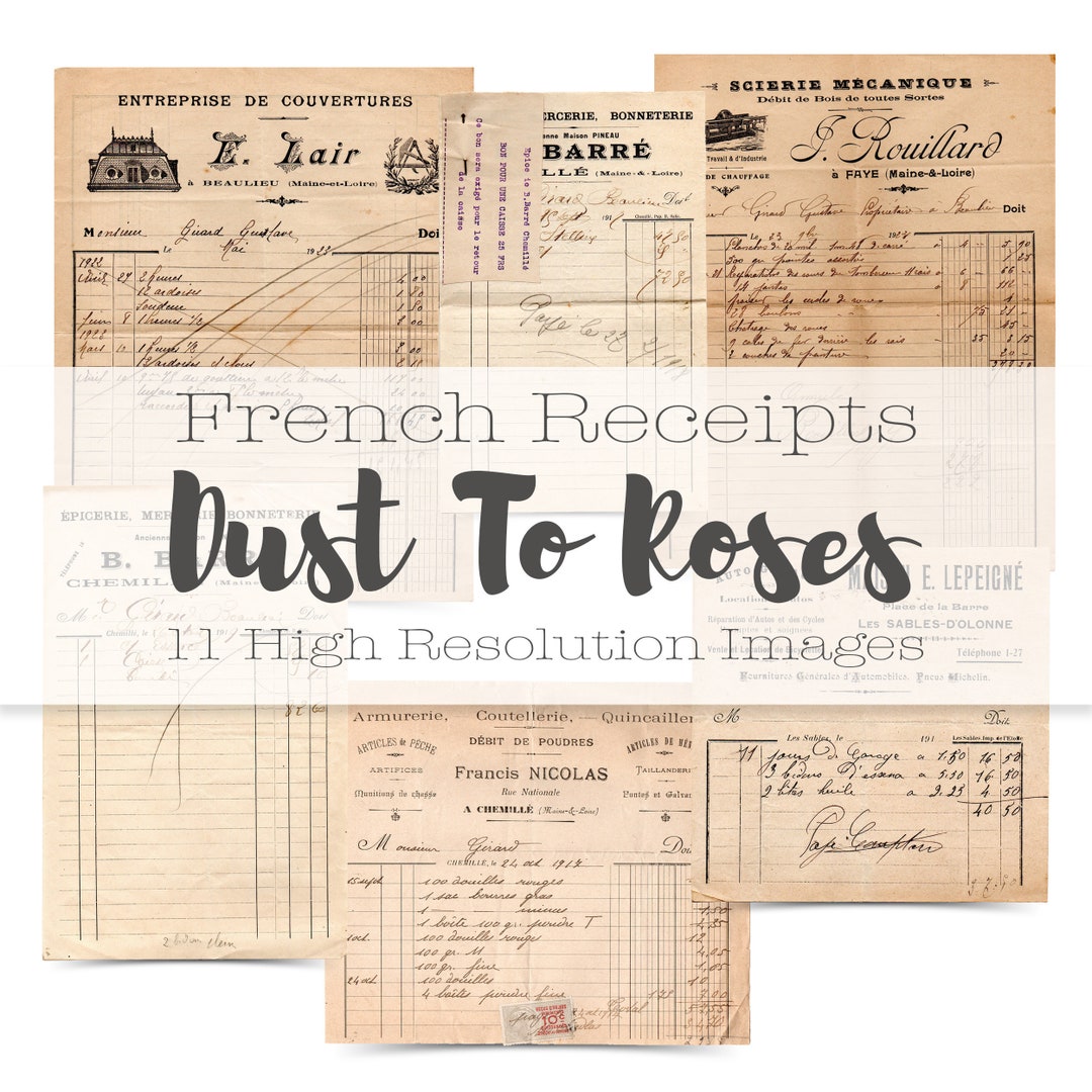 Vintage French Receipts Digital // Vintage French Ephemera // French ...