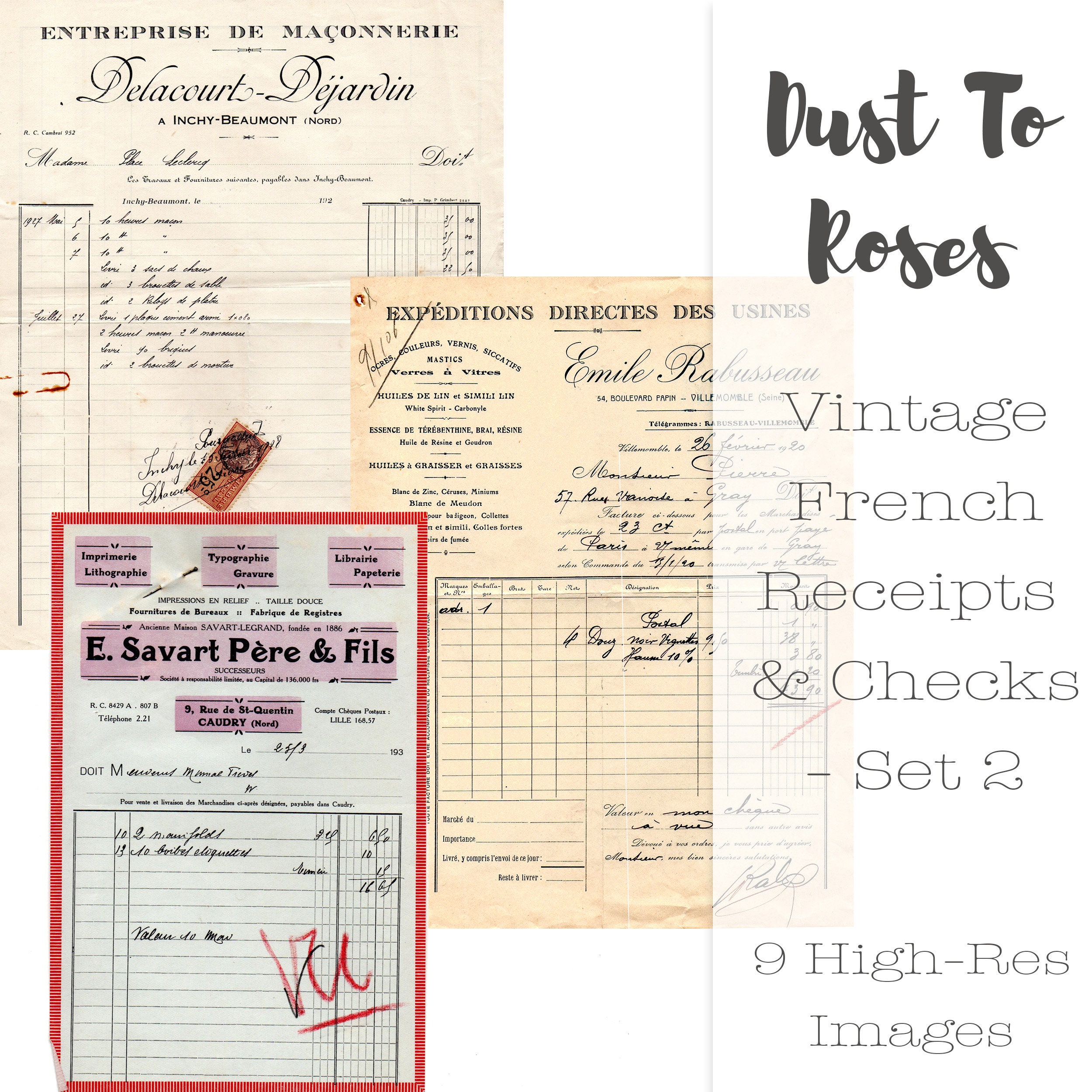 Vintage French Receipt Ephemera: Printable Journal Pages (digital ...