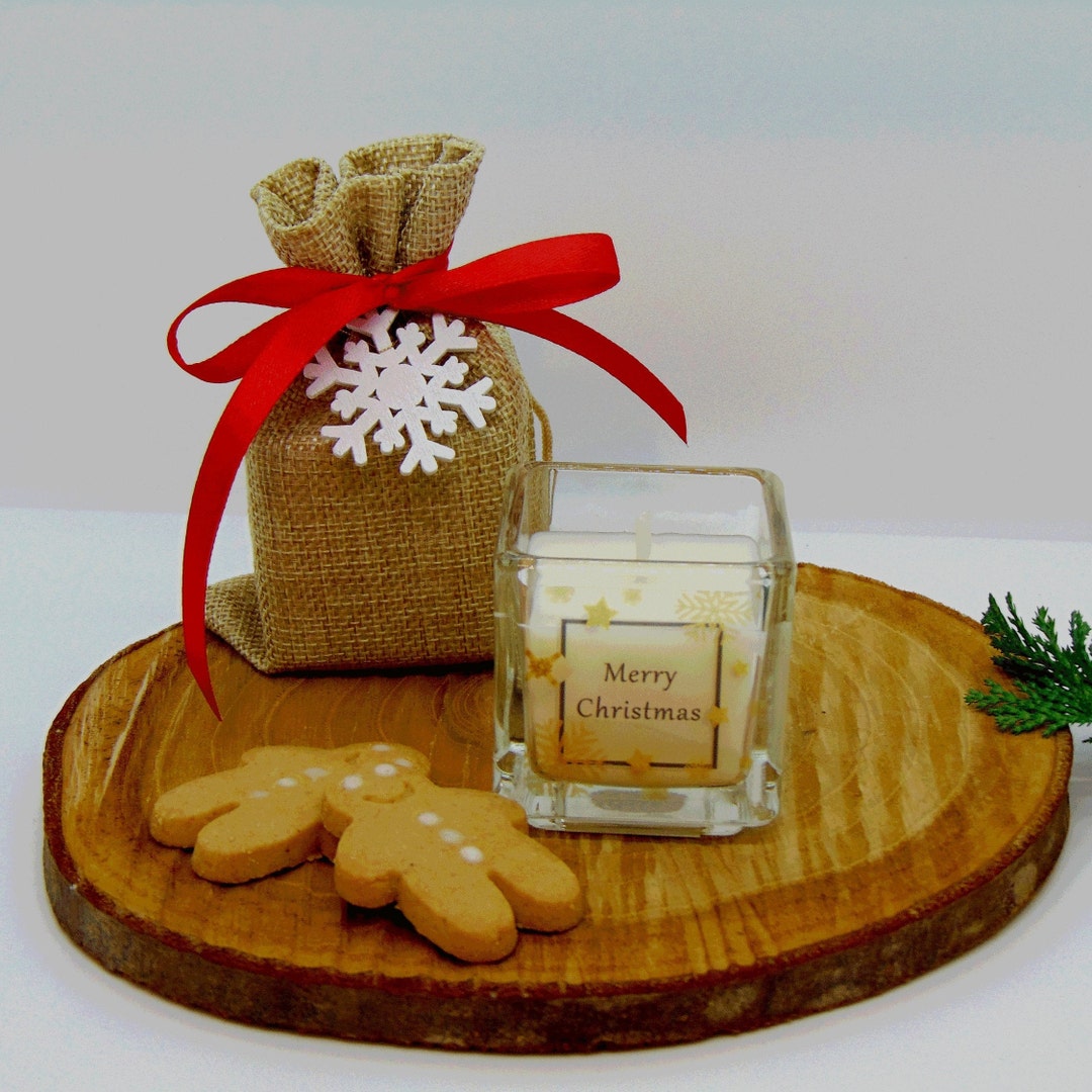 Regalo de vela de Navidad en bolsa festiva, vela de regalos de pan de ...