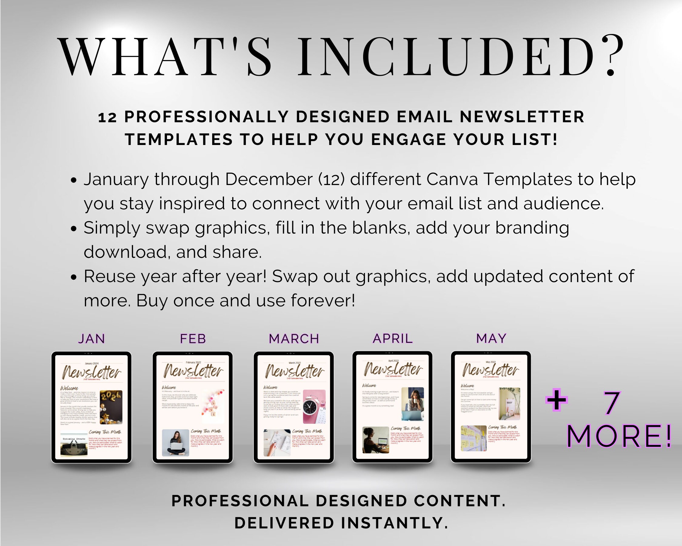 12 Monthly Newsletter Canva Templates - January Through December | Grow ...