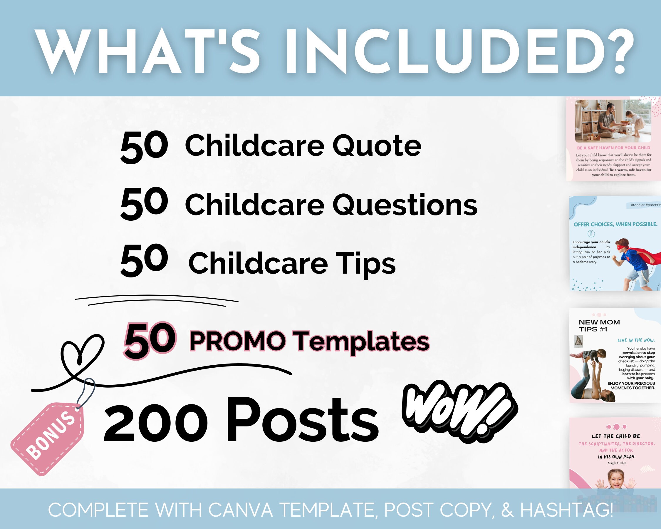 Childcare Content Bundle 150 Complete Posts Captions, Hashtags, Canva ...