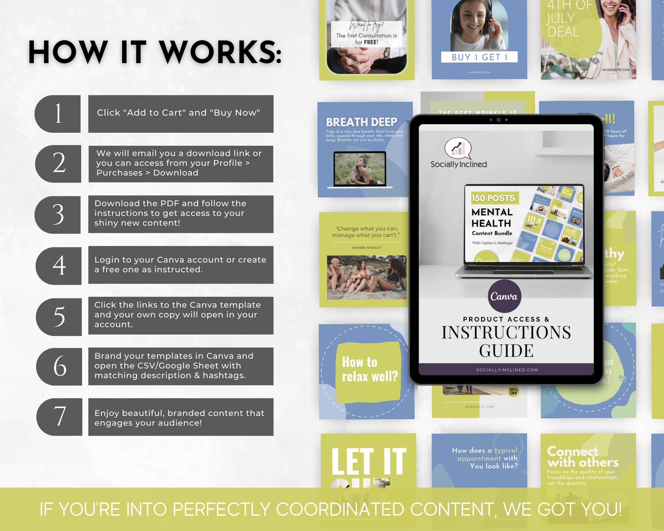 Mental Health Social Media Content Bundle - 150 Niche Posts, Ready-to ...