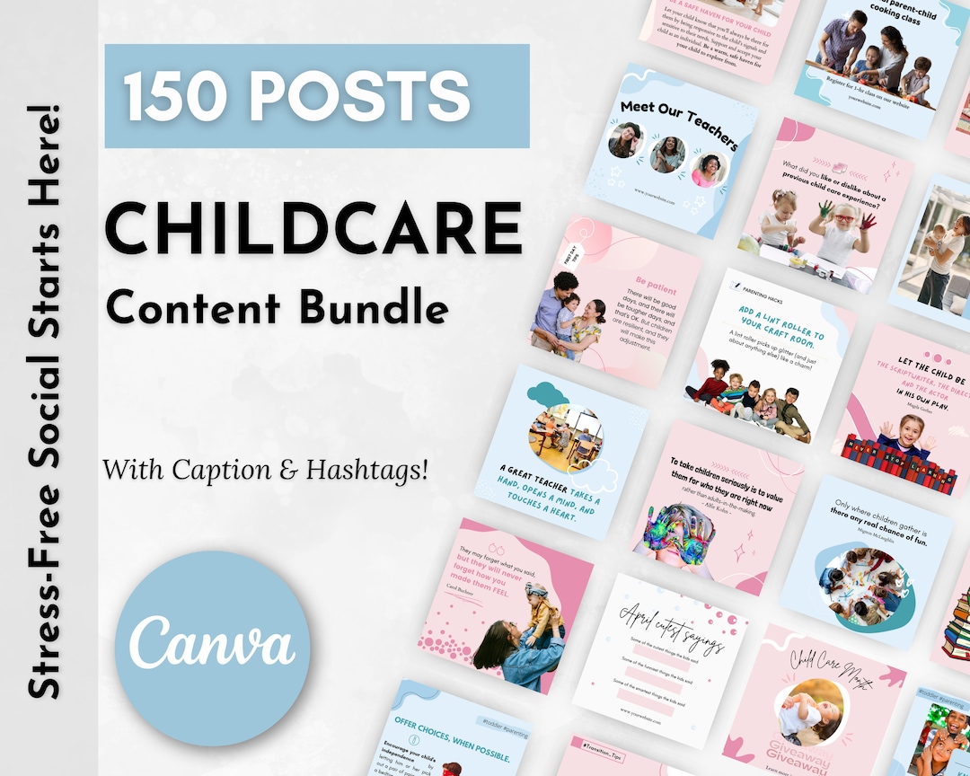 Childcare Content Bundle - 150 Complete Posts | Captions, Hashtags ...
