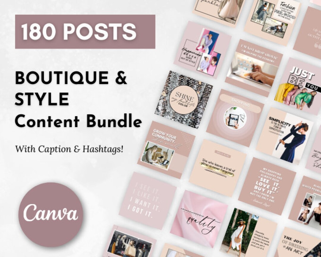 Boutique Social Media Content Bundle 180 Niche Posts - Etsy