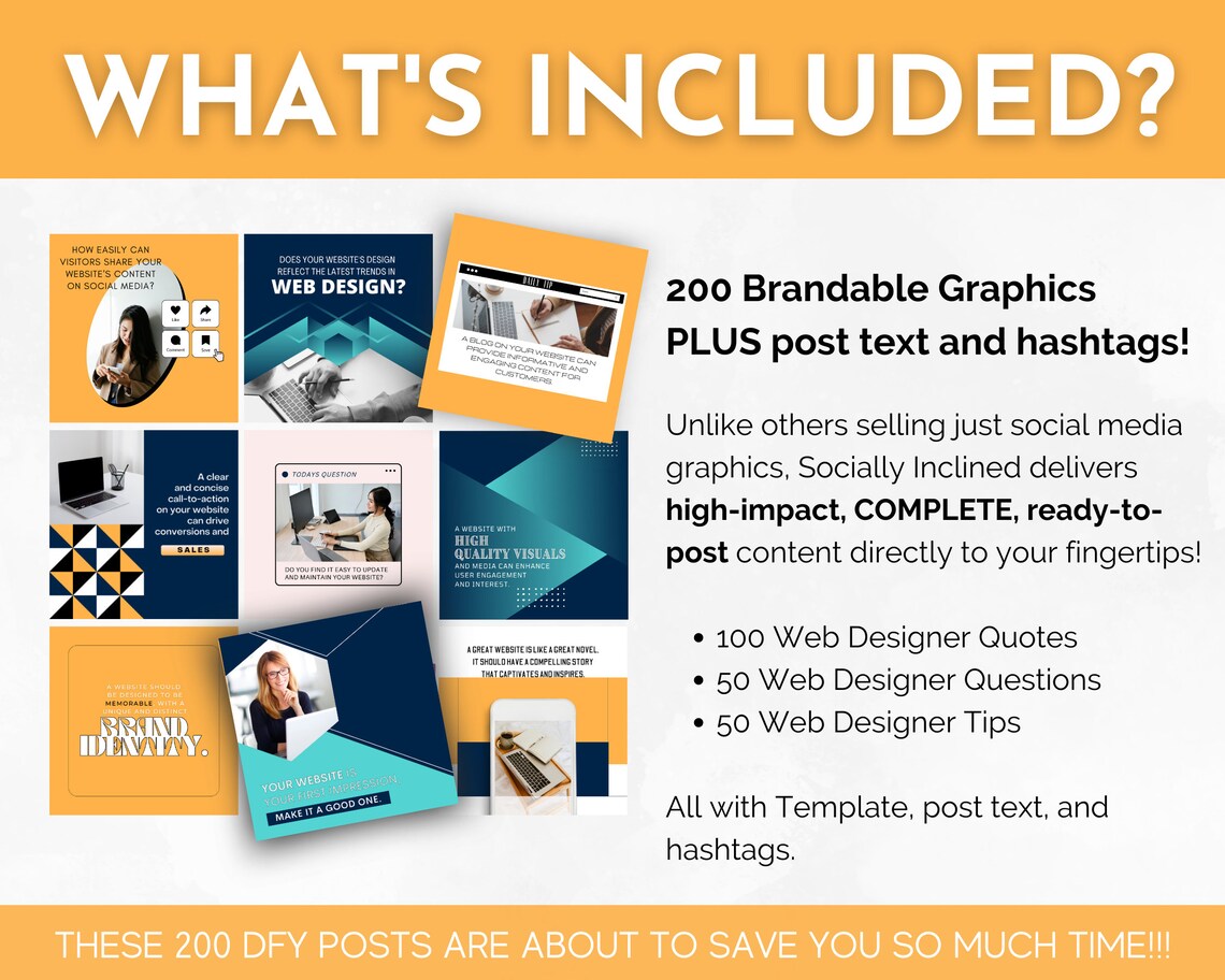 Web Design Social Media Content Bundle 200 Social Posts, Ready-to-brand ...