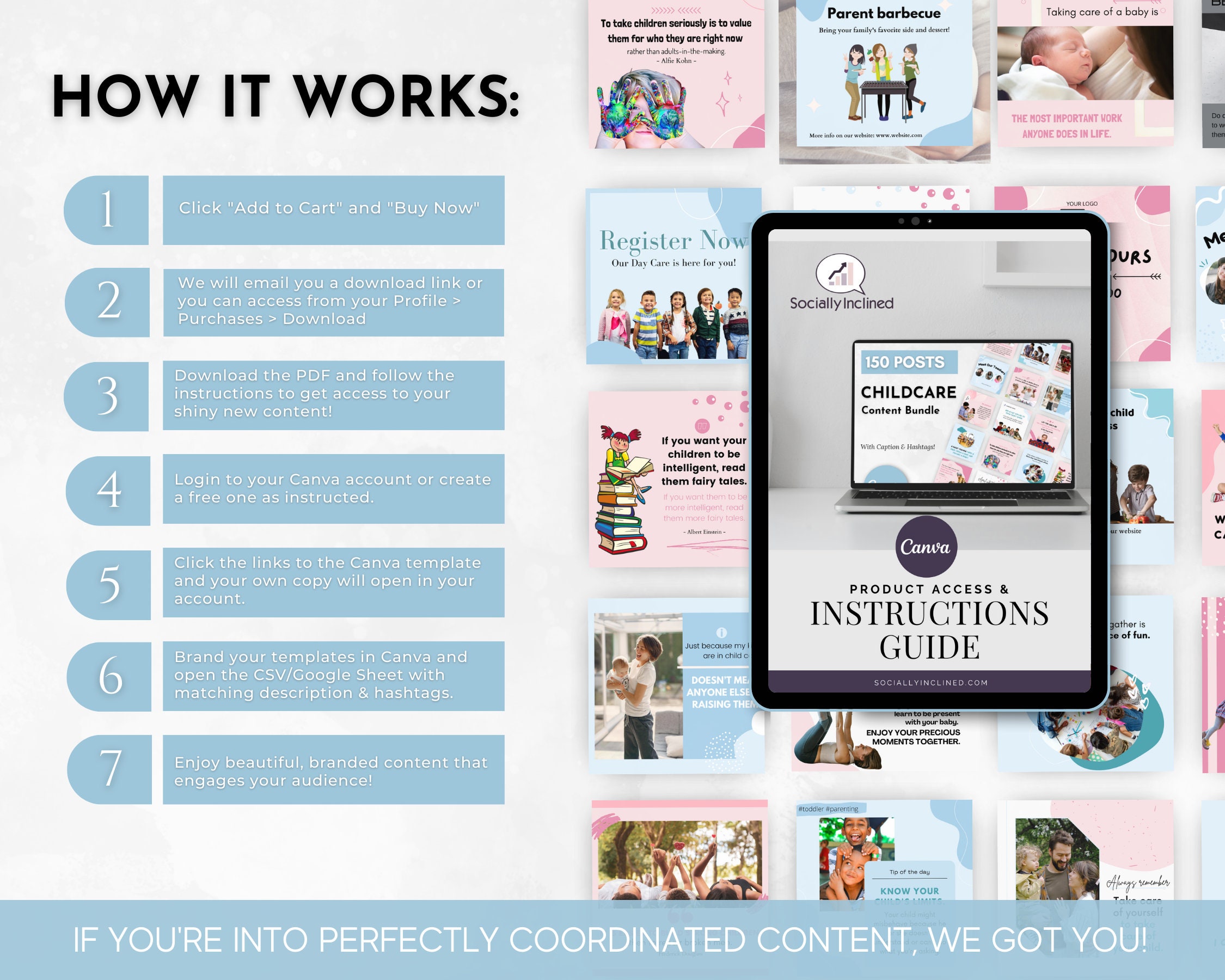 Childcare Content Bundle 150 Complete Posts Captions, Hashtags, Canva ...