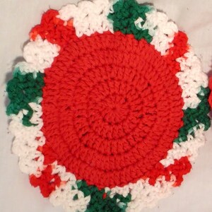Christmas Washcloth Set, Red White Green, Crochet Washcloths, 100% ...