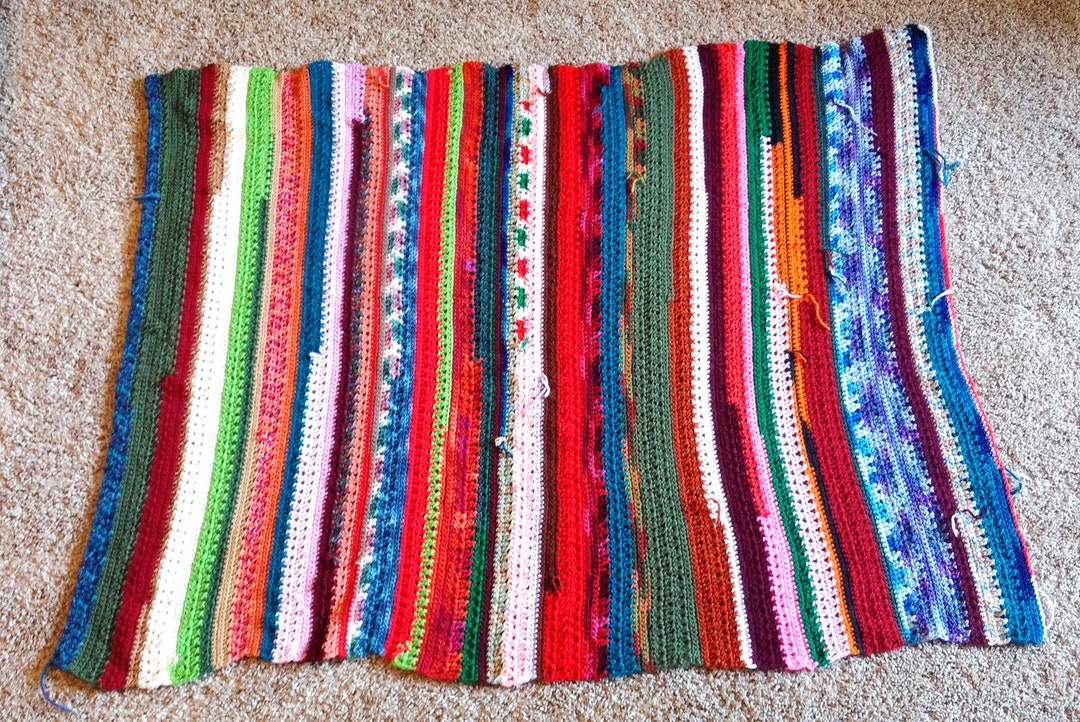 Crochet Scrapghan Blanket, 50" X 73" Afghan, Vintage Cottage Core Throw ...