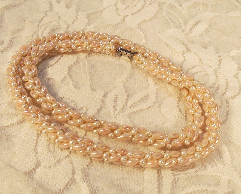 Pink Pearl Rope Hand Strung Pearl Necklace Vintage Pink - Etsy