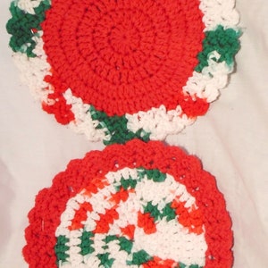 Christmas Washcloth Set, Red White Green, Crochet Washcloths, 100% ...