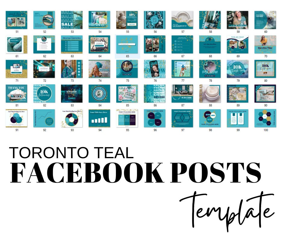 FACEBOOK CANVA TEMPLATE Teal and Gold Facebook Group Branding Package ...