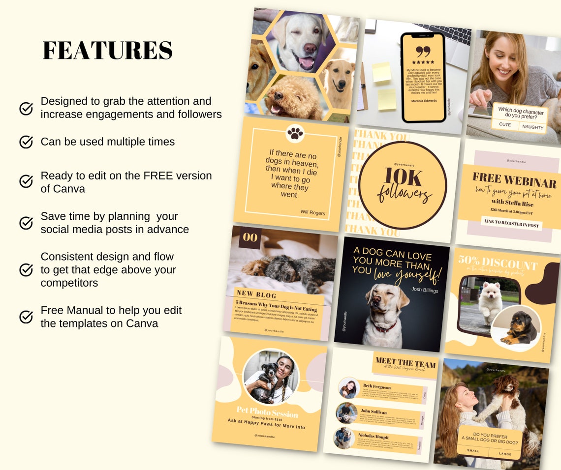 PETS INSTAGRAM ENGAGEMENT Booster Social Media Posts for Dog - Etsy