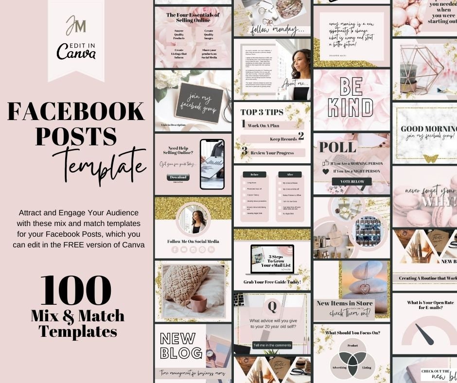 Facebook Engagement Posts Canva Template for Coaches Course | Etsy