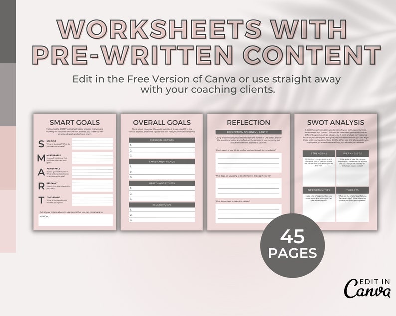 Wheel of Life Worksheet Template, Coaching Worksheets, Canva Template ...