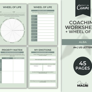 Wheel of Life Worksheet Template, Coaching Worksheets, Canva Template ...