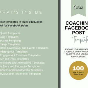 COACHING FACEBOOK POST Templates - Canva Templates for Coaches and ...