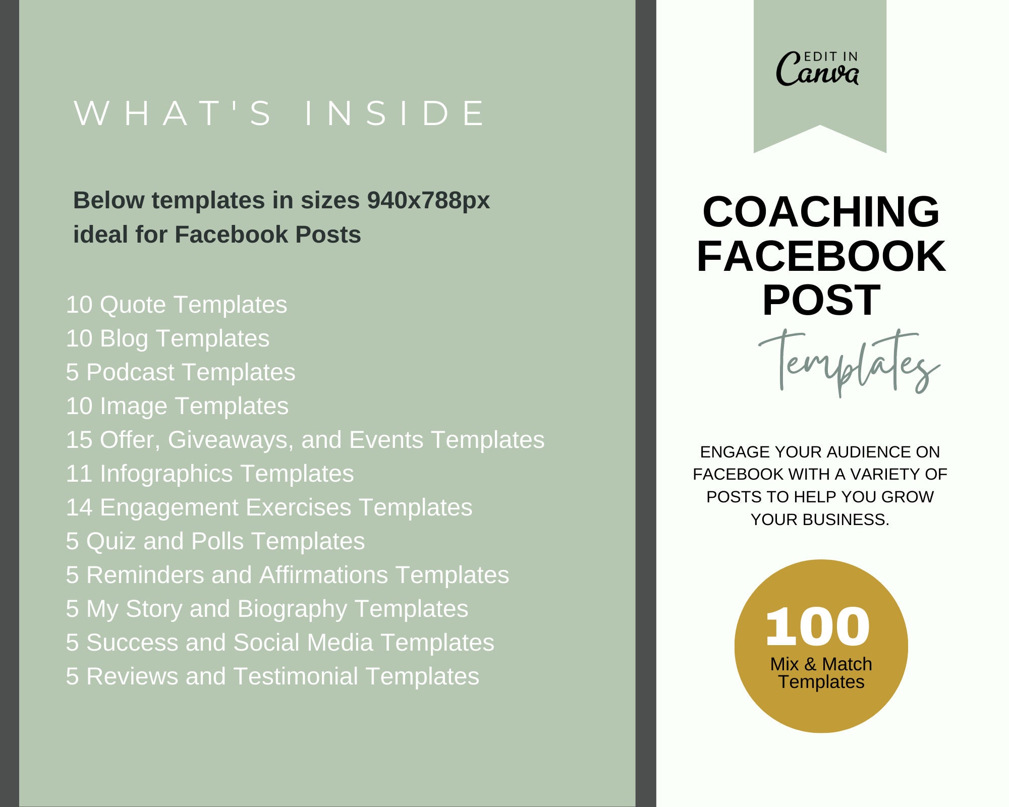 COACHING FACEBOOK POST Templates Canva Templates for Coaches and Course ...