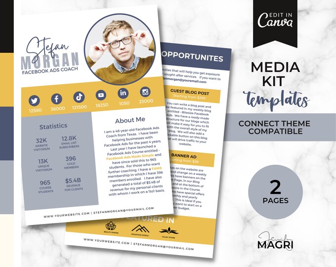 MEDIA KIT TEMPLATE Canva Influencer Rate Sheet, Pink Blogger Media Kit ...