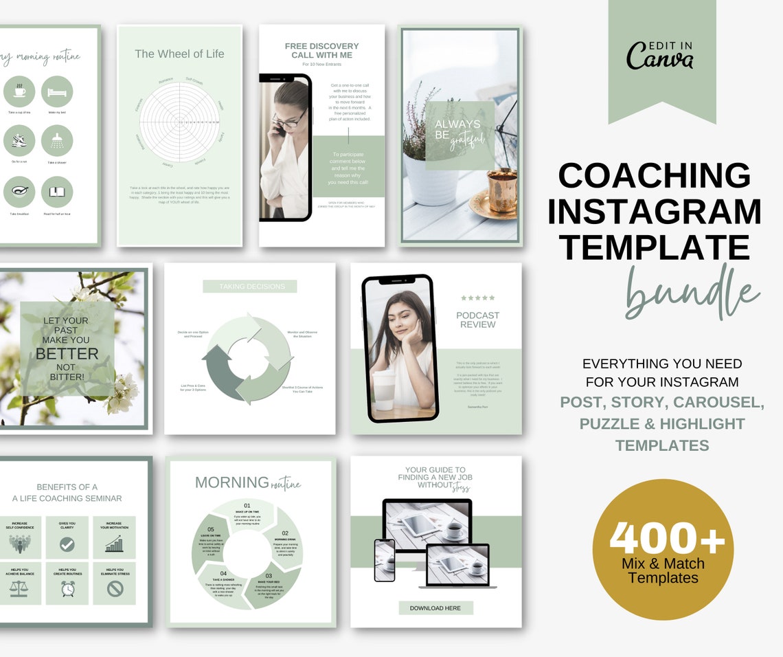COACHING INSTAGRAM TEMPLATE Bundle Instagram Posts Stories - Etsy
