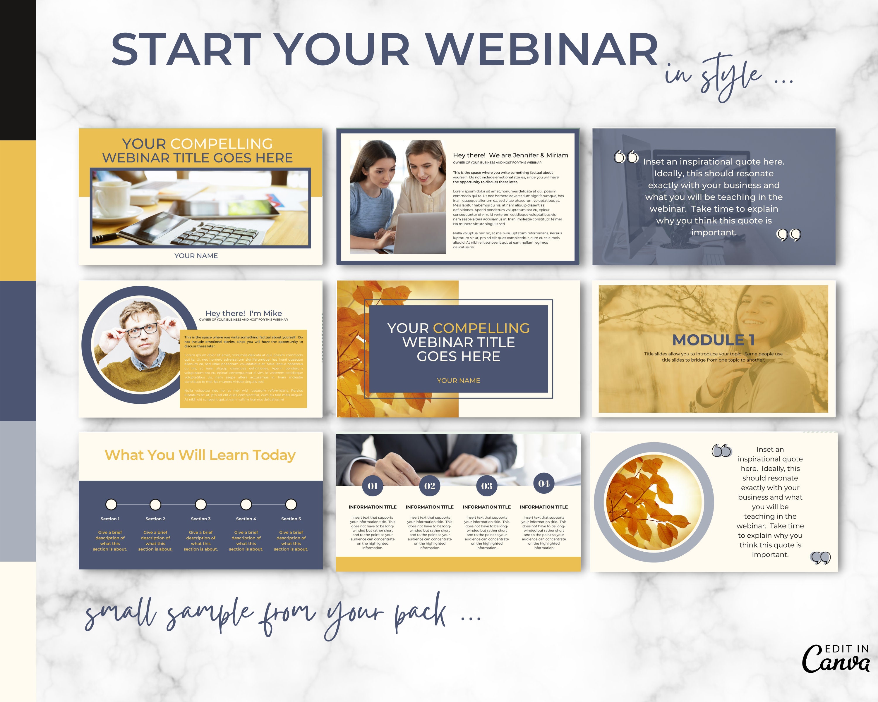 WEBINAR & SLIDE DECK Template Bundle, Canva Presentation Templates ...