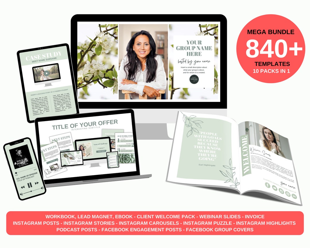 COACHING CONTENT TEMPLATE Mega Bundle - Lead Magnet, Facebook Bundle ...