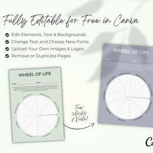 Wheel of Life Worksheet Template, Coaching Worksheets, Canva Template ...
