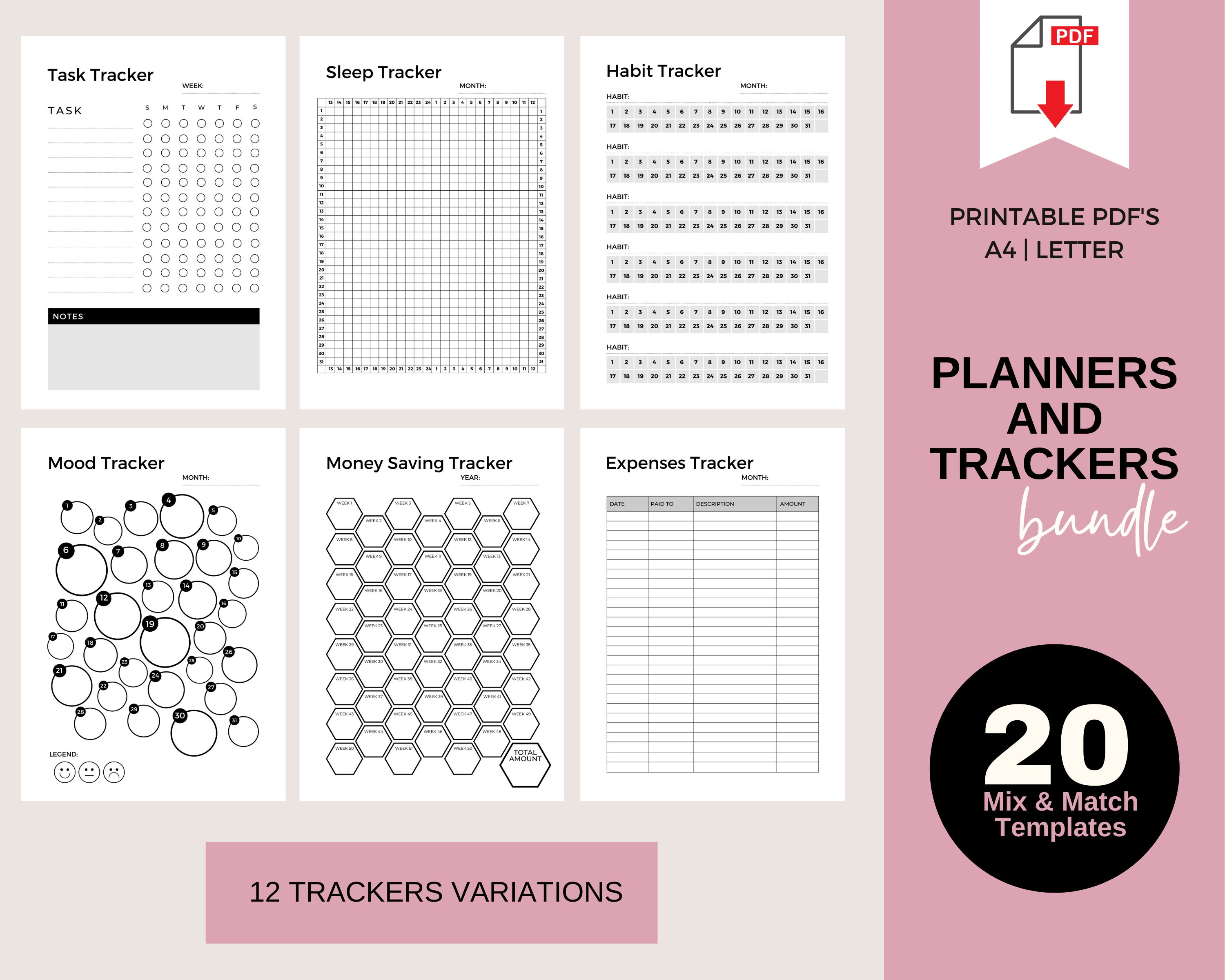 PRINTABLE PLANNERS & TRACKERS, Daily, Weekly, Yearly Planner Pages ...
