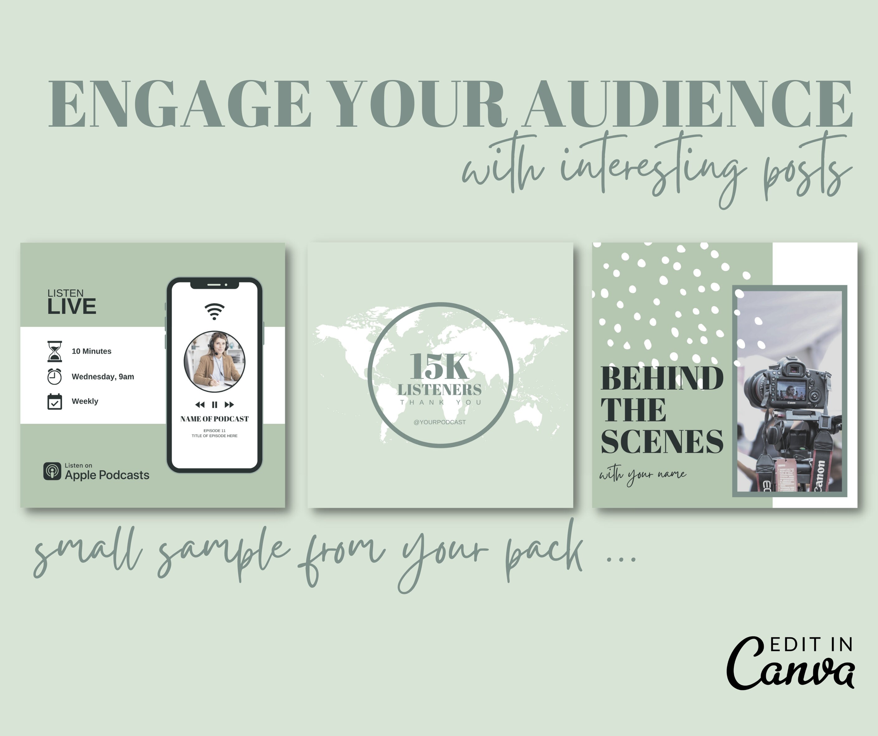 Podcast Instagram Posts - Canva Template for Coaches, Course Creators ...