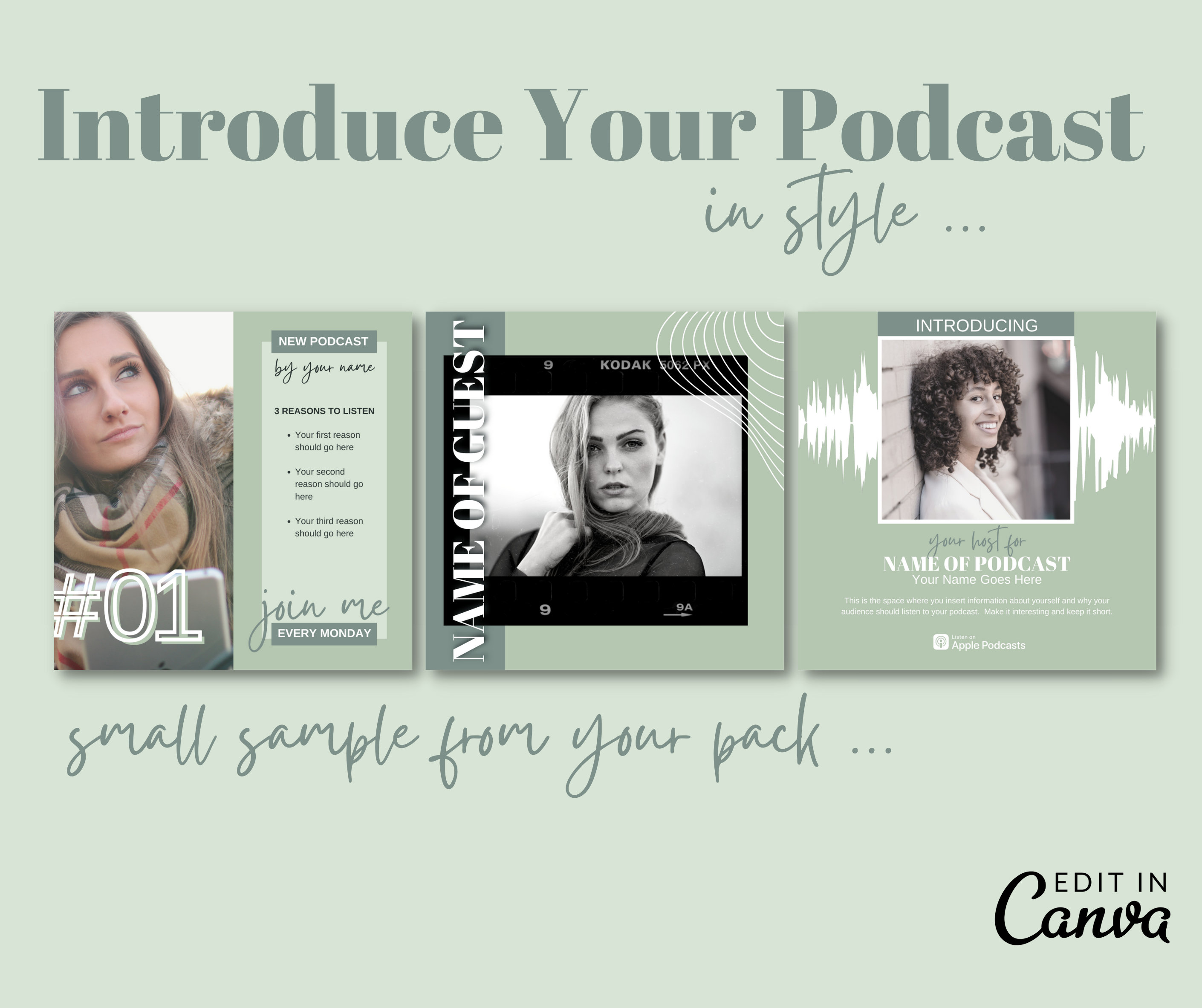 Podcast Instagram Posts - Canva Template for Coaches, Course Creators ...