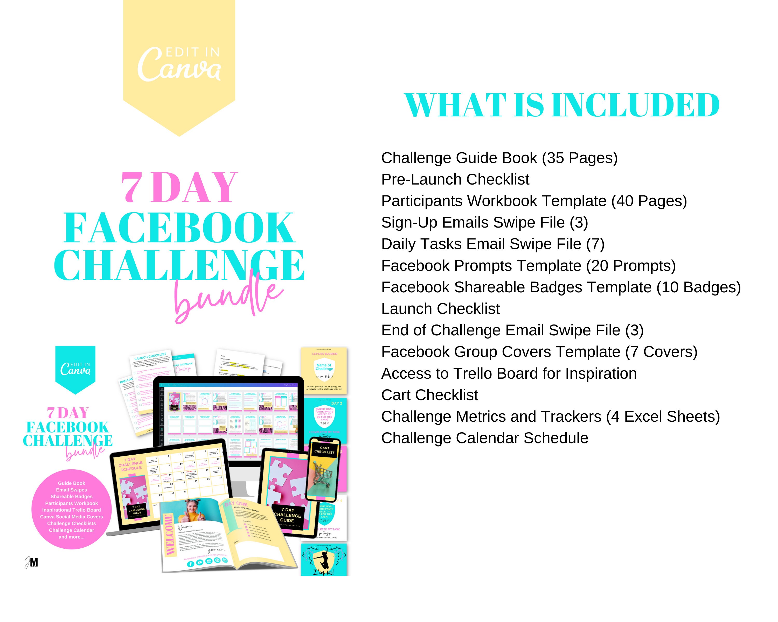 7 DAY FACEBOOK CHALLENGE Bundle. Guide Book, Workbook, Email Swipes ...