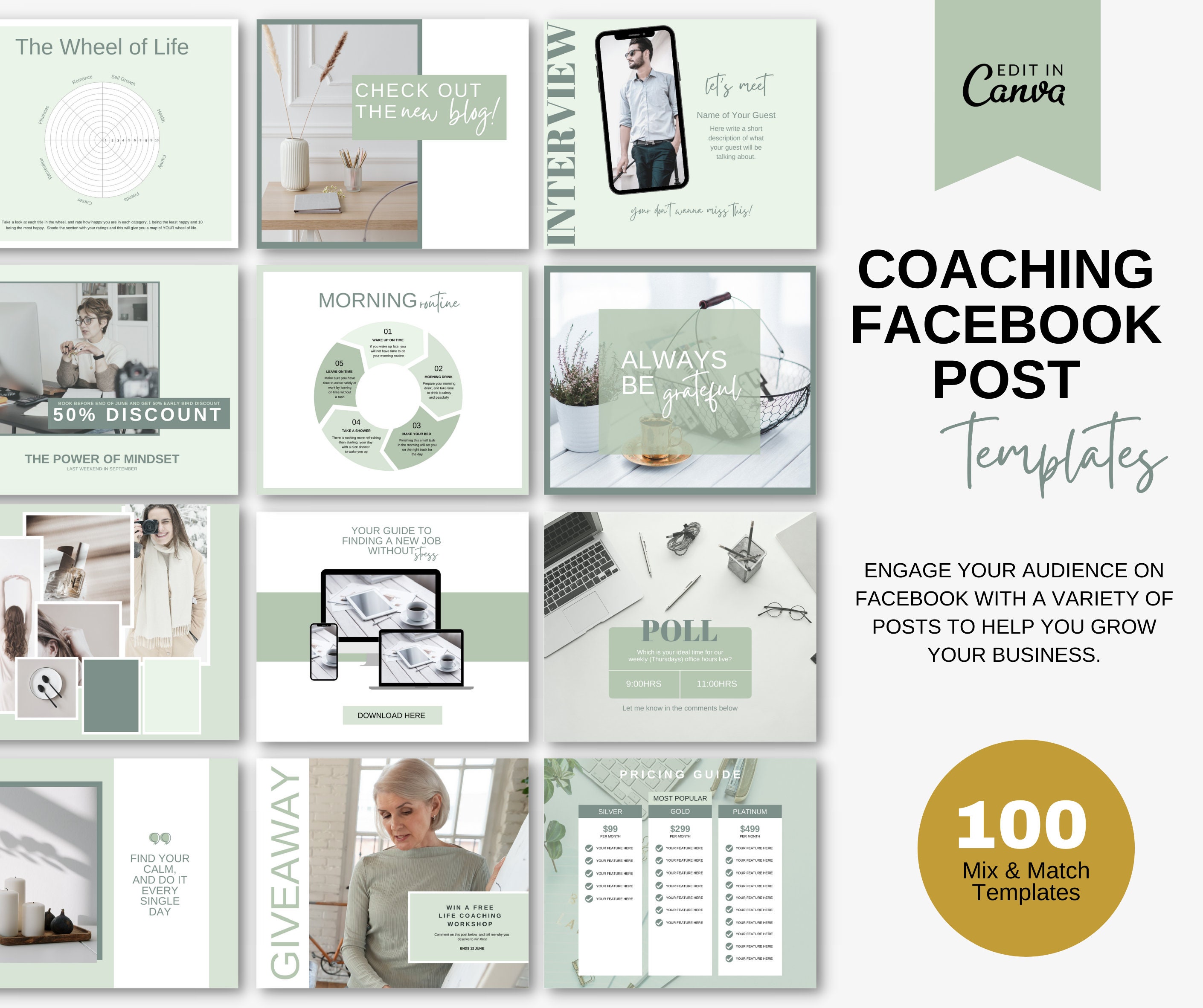COACHING FACEBOOK POST Templates Canva Templates for Coaches and Course ...