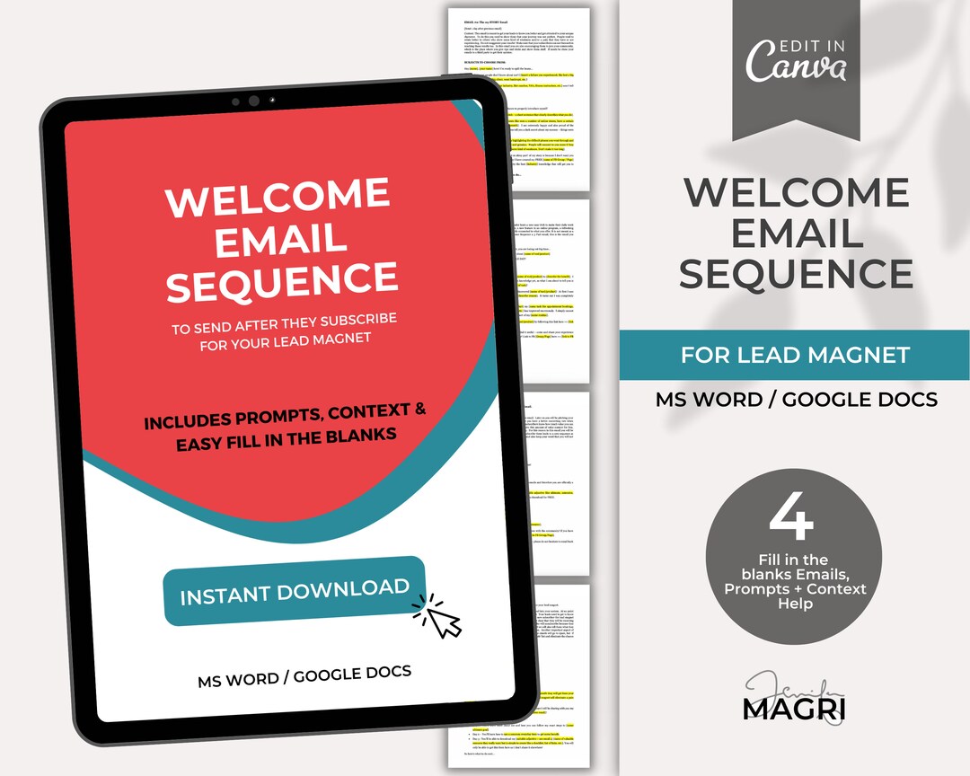 Welcome Email Sequence | Nurture Email Scripts | Lead Magnet Email ...