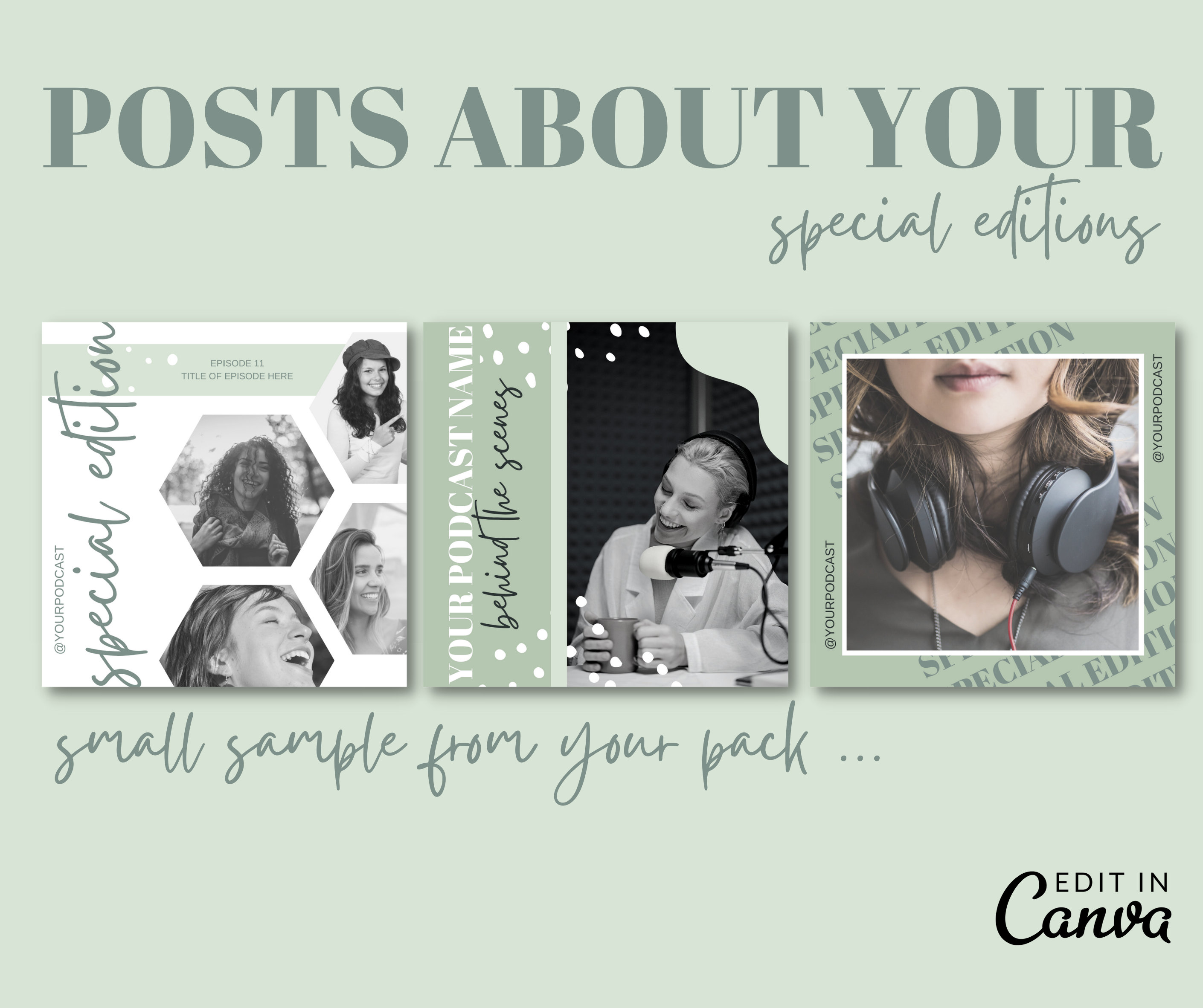 Podcast Instagram Posts - Canva Template for Coaches, Course Creators ...