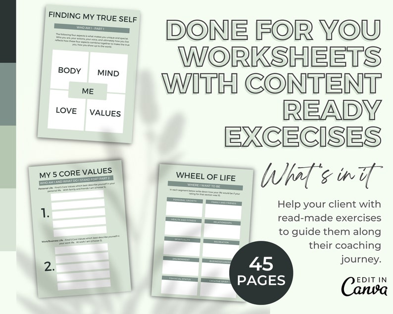 Wheel of Life Worksheet Template, Coaching Worksheets, Canva Template ...