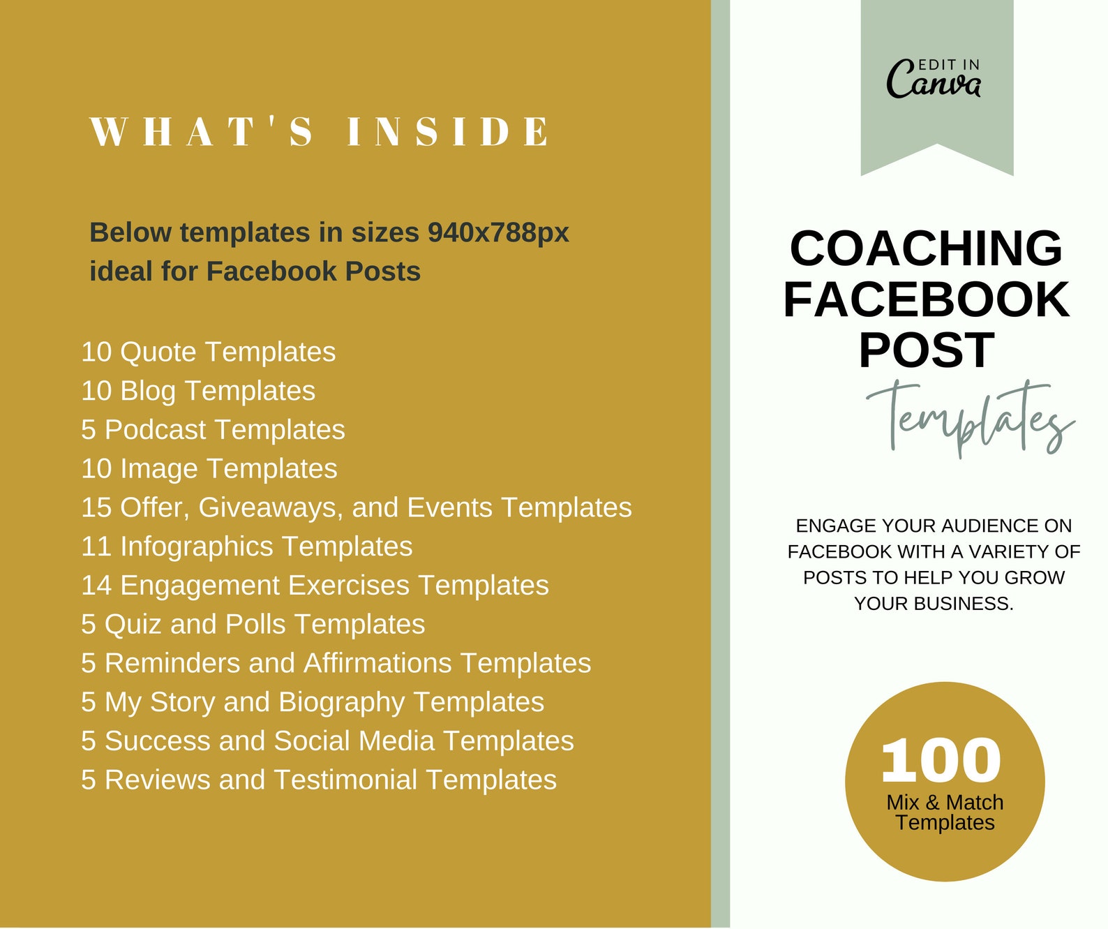 COACHING FACEBOOK POST Templates Canva Templates for Coaches and Course ...