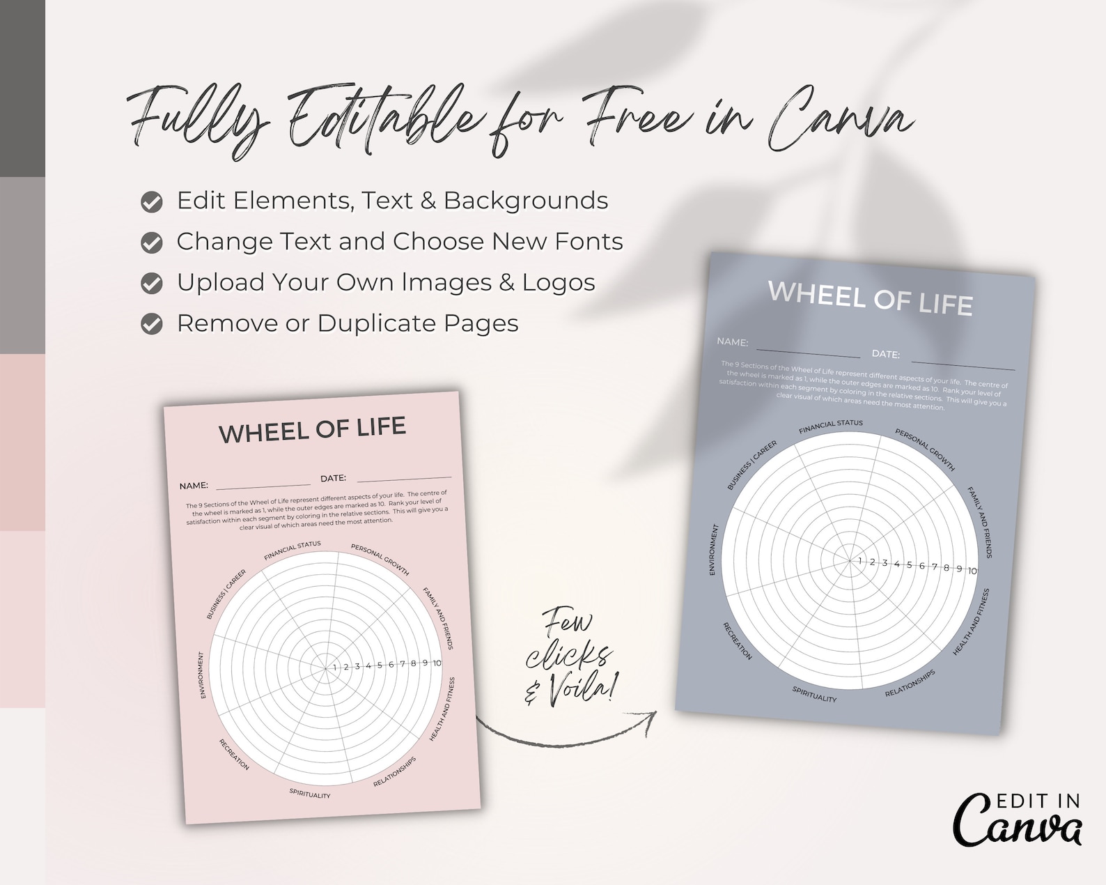 Wheel of Life Worksheet Template, Coaching Worksheets, Canva Template ...