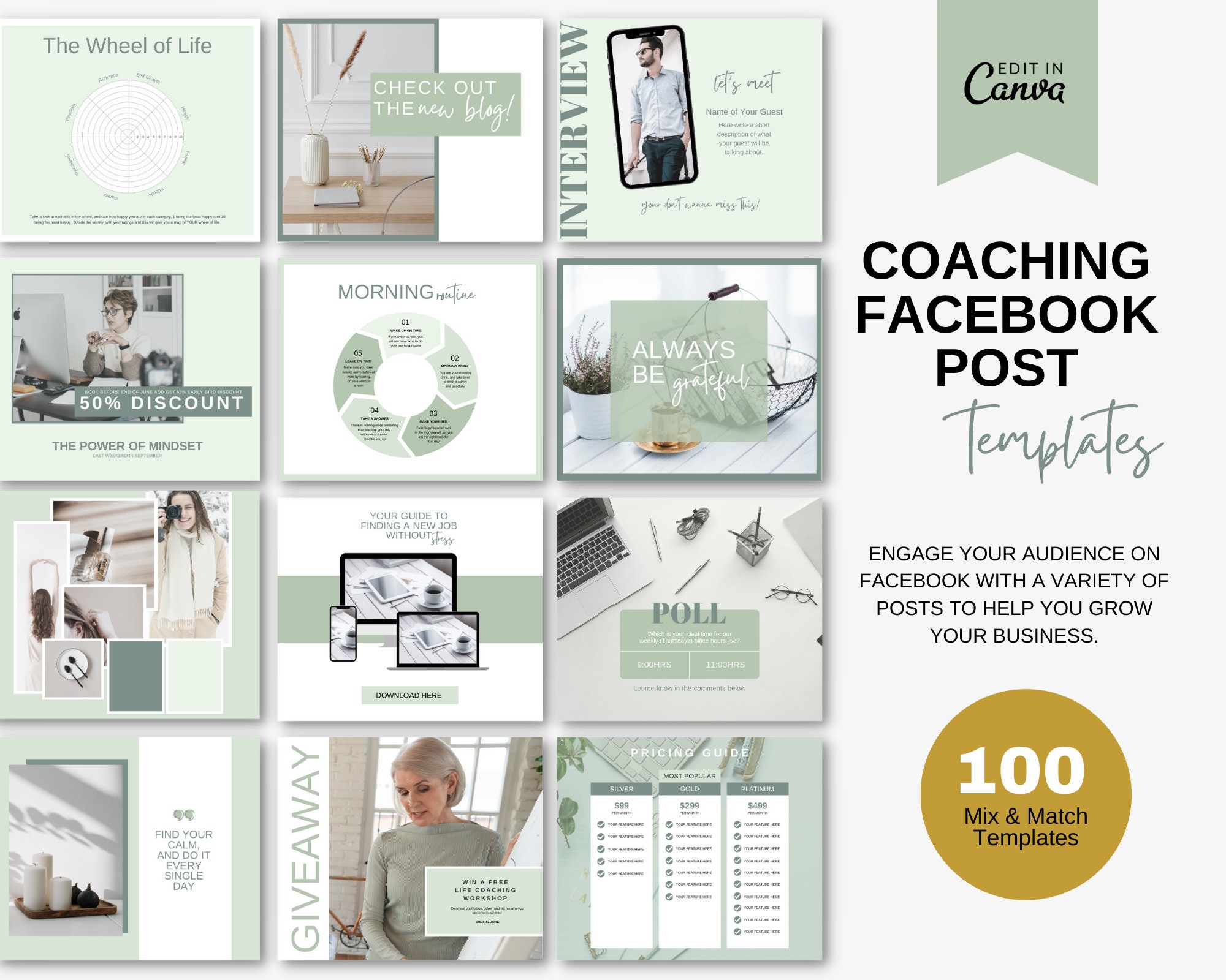 COACHING FACEBOOK POST Templates Canva Templates for Coaches and Course ...