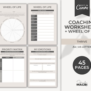 Wheel of Life Worksheet Template, Coaching Worksheets, Canva Template ...