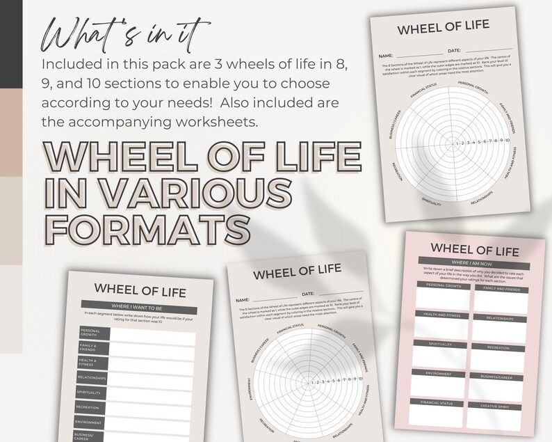 Wheel of Life Worksheet Template, Coaching Worksheets, Canva Template ...