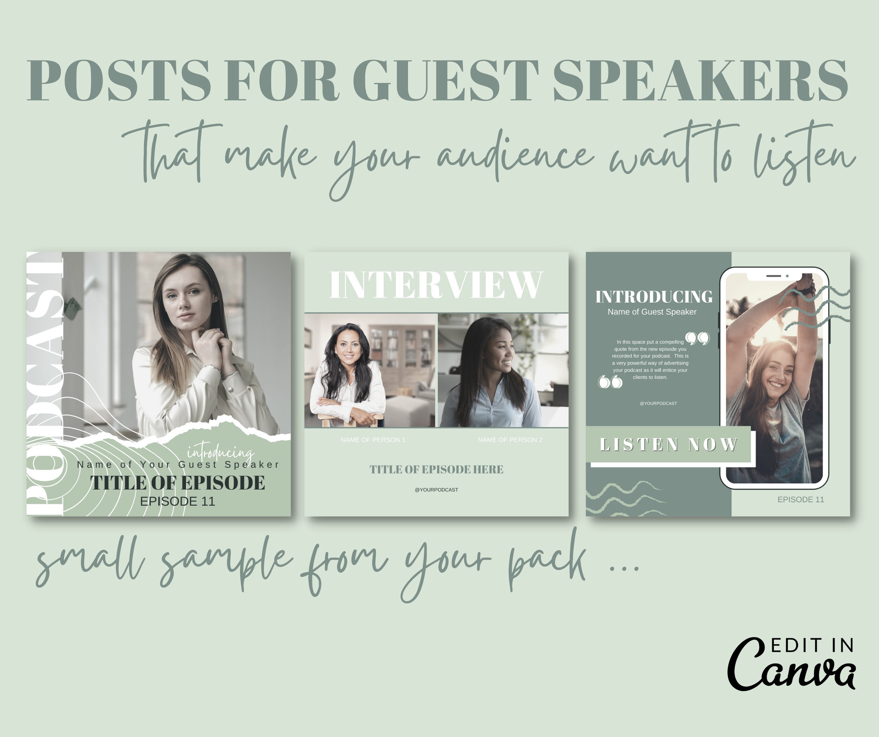 Podcast Instagram Posts - Canva Template for Coaches, Course Creators ...