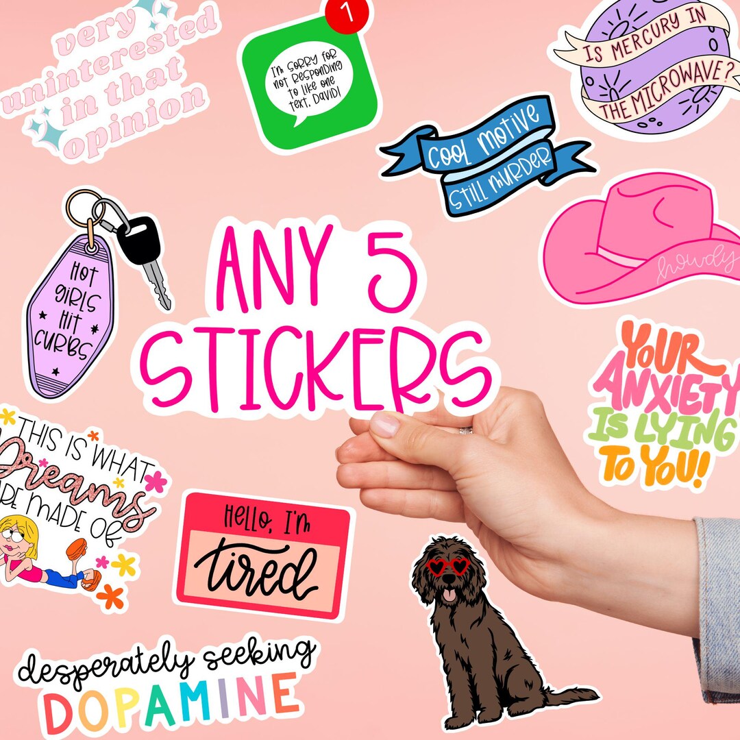 Sticker Bundle, Any 5 Vinyl Stickers for Laptop, Water Bottle - Etsy
