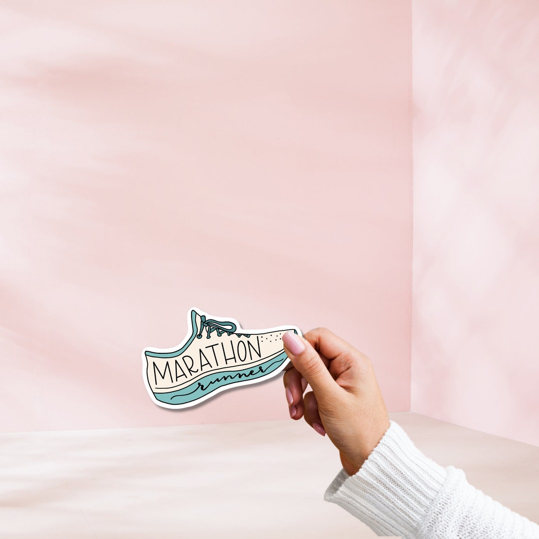 Runner Sticker Marathon Runner Athlete Sticker Glossy Sticker ...