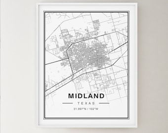 Midland Tx City Map - Etsy