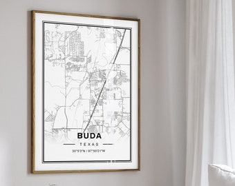 Buda Texas Map Print - Etsy