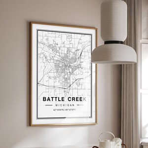 Battle Creek Map, Battle Creek Michigan Map, Battle Creek Map Print - Etsy