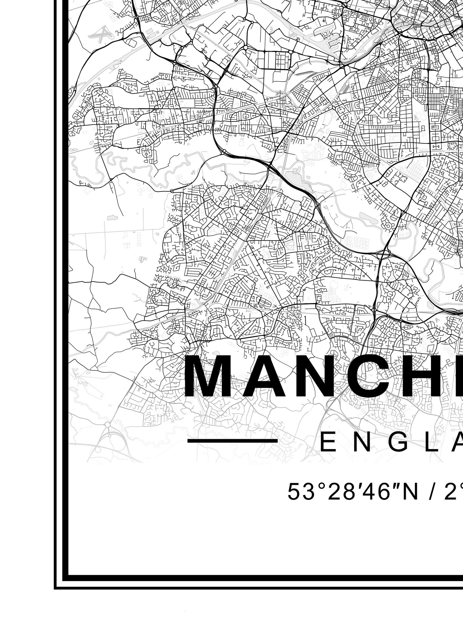 Manchester England Map Manchester Map Manchester UK Map | Etsy